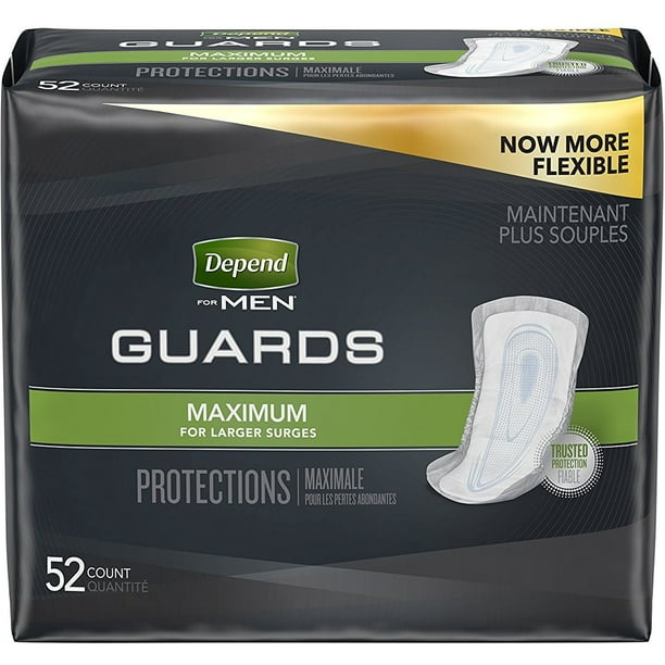 Depend For Men Incontinence Guards, Maximum Absorbency 52 ea (Pack of 3 ...