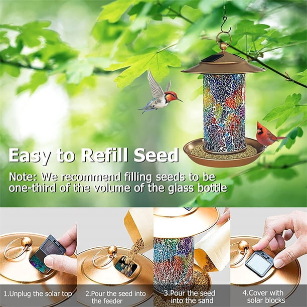 WJSXC Solar Powered Bird Feeder Retro Bird Feeder For Outdoor Garden ...