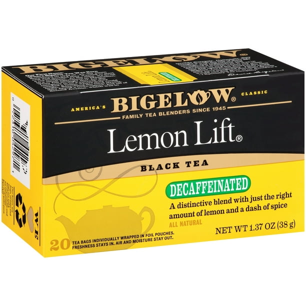 Bigelow Decaffeinated Black Tea, Lemon Lift, Tea Bags, 20 Count ...