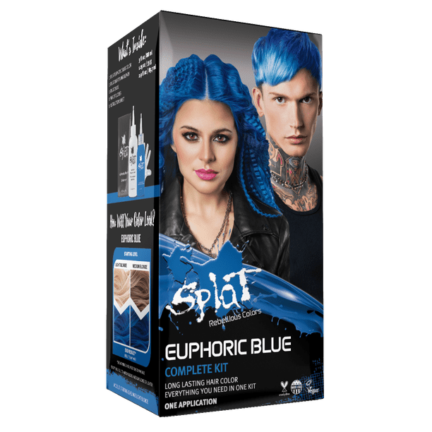 Splat Euphoric Blue Hair Color Kit, Semi-Permanent Blue Hair Dye "MANGO ...