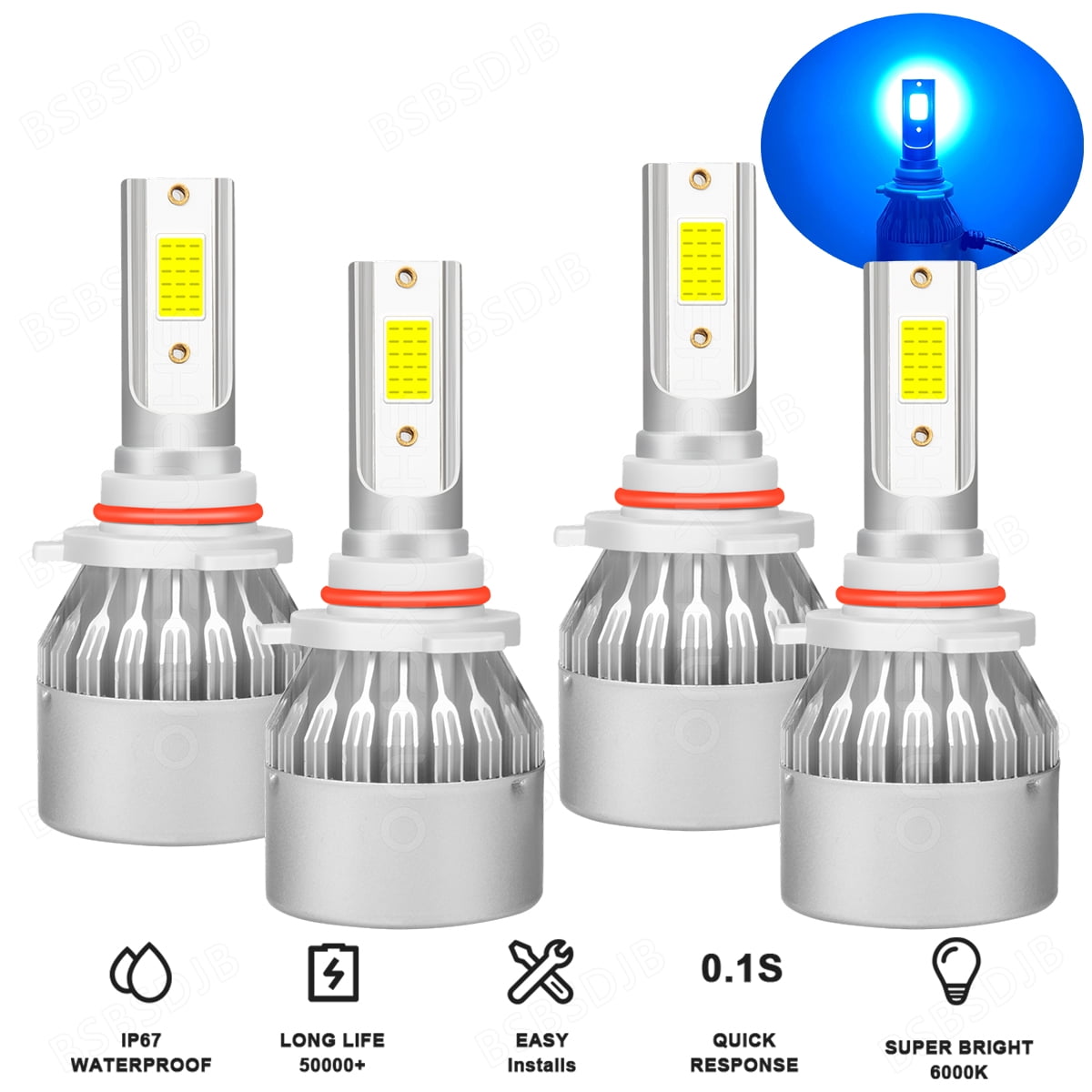 Combo LED Headlight Bulbs Ice Blue 8000K for Hyundai Sonata 2015 2016 ...