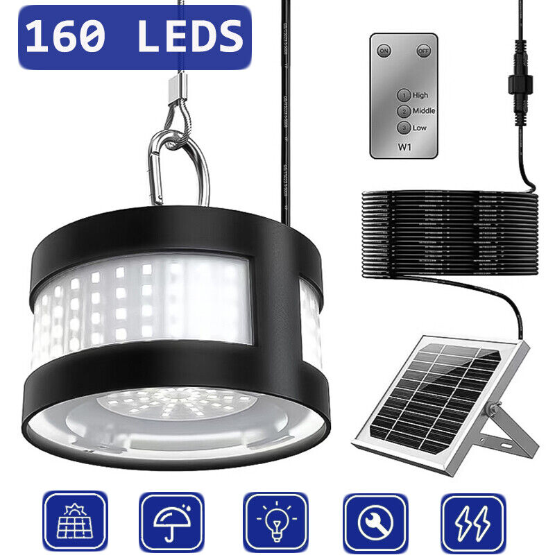 Solar Pendant Light Outdoor Indoor, SHANNA 2500LM 160LED Solar Shed ...