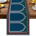 Double Arches Dining Table Runner, Ethnic Navy Blue Red Ornate Frame ...