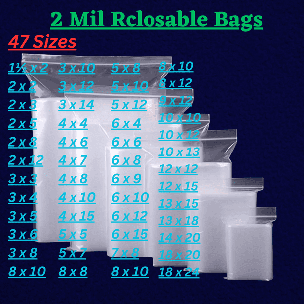 Reclosable Poly Bags - 1½ x 2 & (100 Bags) 2 Mil Clear Plastic Zip Bag ...