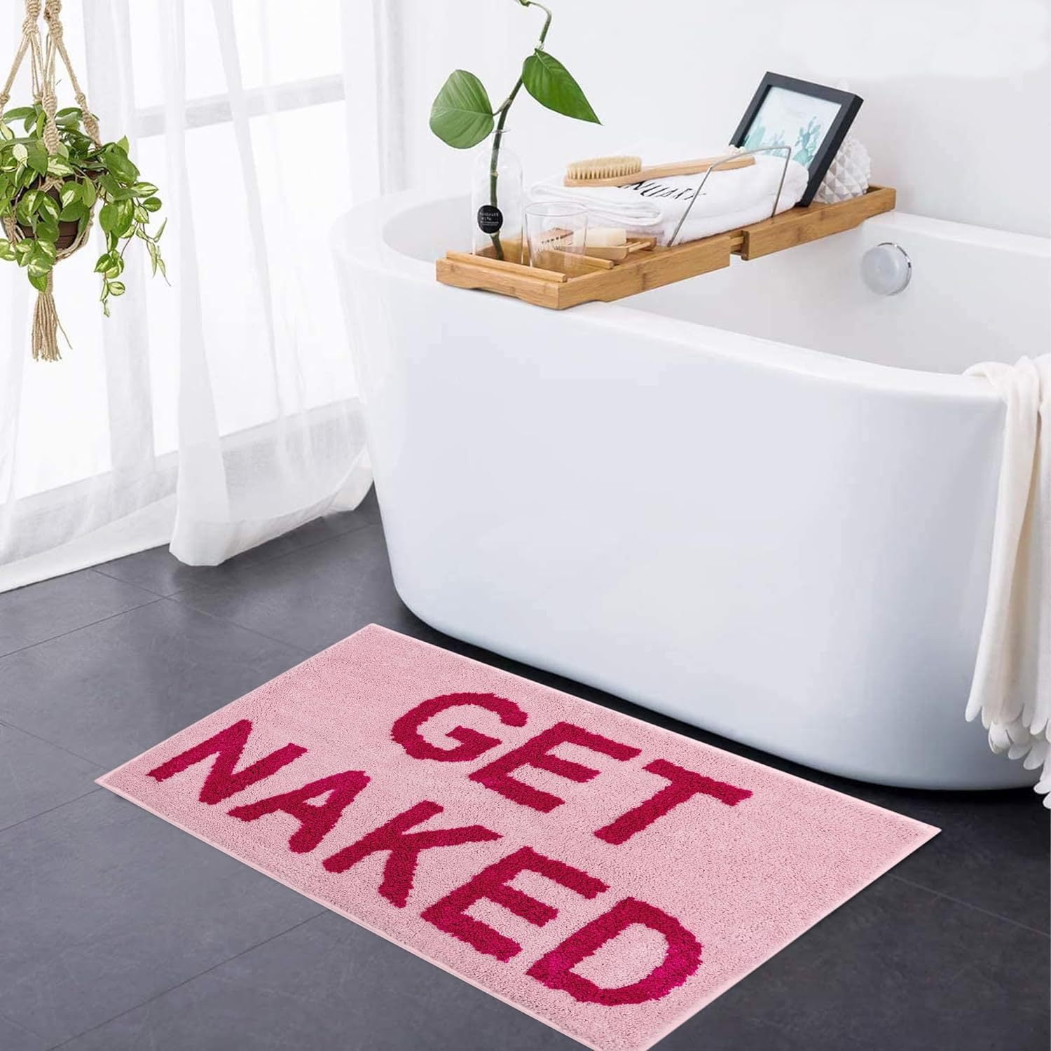 Click here for Jinswick 16x24 Get Naked Bath Mat Cute Bathroom Ru... prices