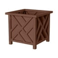 Pure Garden Outdoor Lattice Planter Box - 14.75-Inch Plant Pot, Brown ...