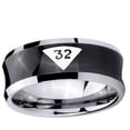 Masonic 32 Triangle Design Freemason Concave Black Tungsten Ring 10MM ...