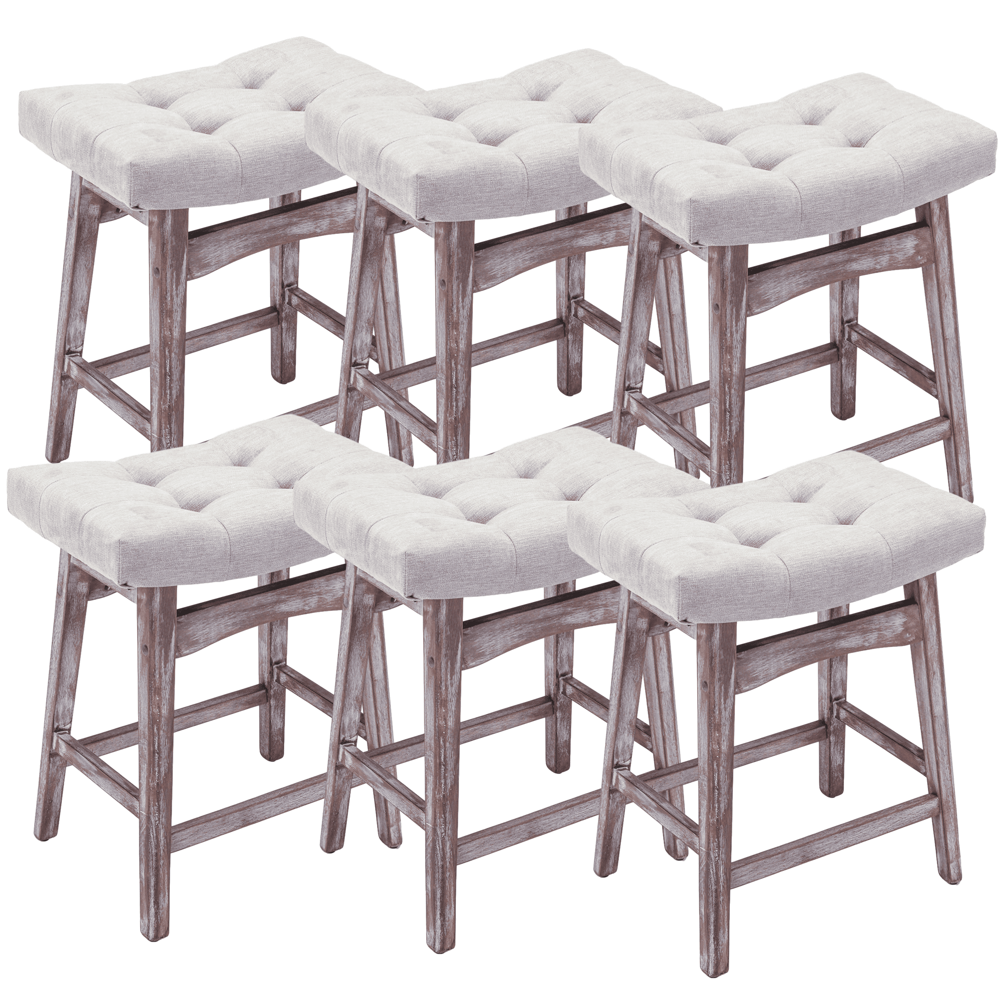 Velvet Backless Counter Height Upholstered Barstools, Bar Stools Seat ...