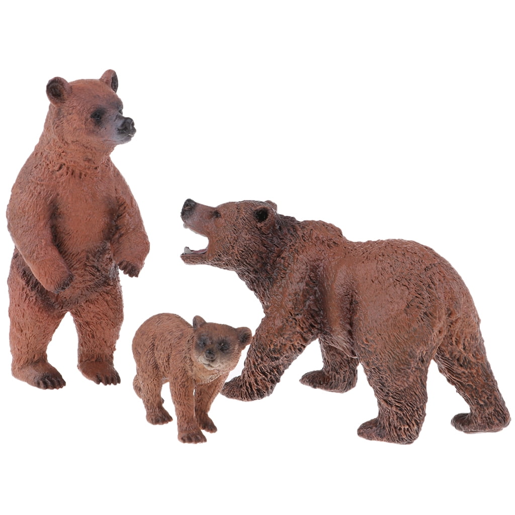 3 Pieces Simulation Bear Figure Toy Animal Model Set Ornaments ...