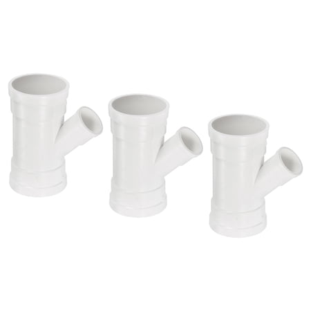 Uxcell PVC Water Pipe 3 Ways 50x25mm ID Reducing Y Fitting Tee Reducer ...