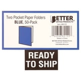 Better Office Products Blue Two Pocket Portfolio Folders, 50-Pack ...