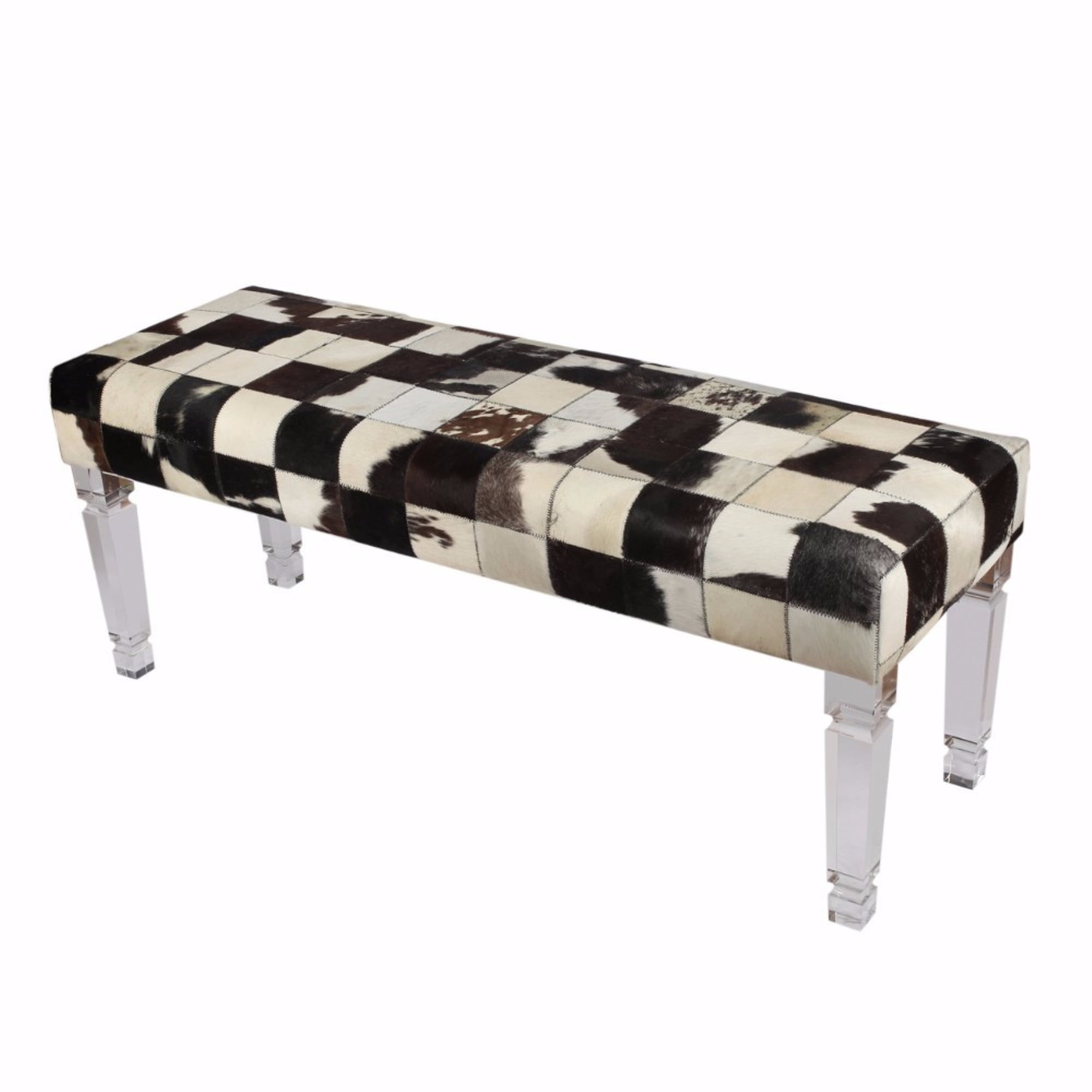 Ultra Intriguing Patchwork Cowhide Bench - Walmart.com