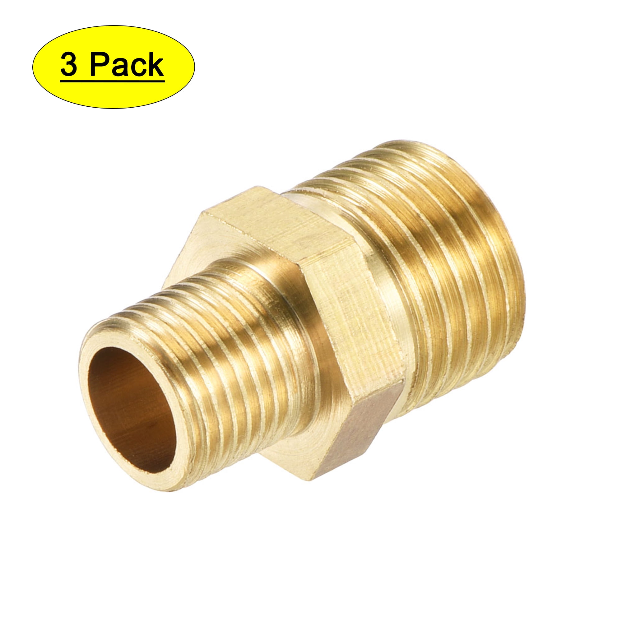 Uxcell G1/4 x G1/8 Male Thread Brass Hex Reducer Pipe Fitting Connector ...