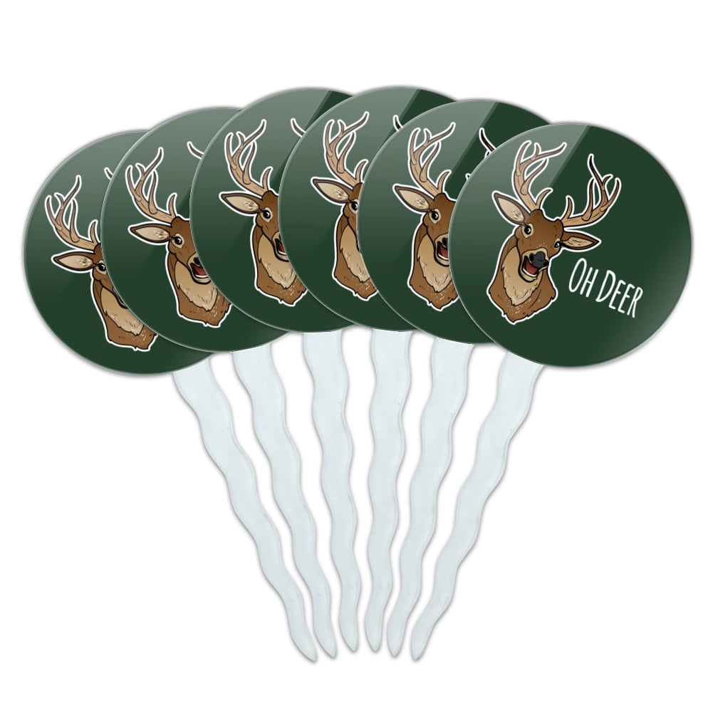 Oh Deer Dear Funny Cupcake Picks Toppers Decoration Set of 6 - Walmart.com