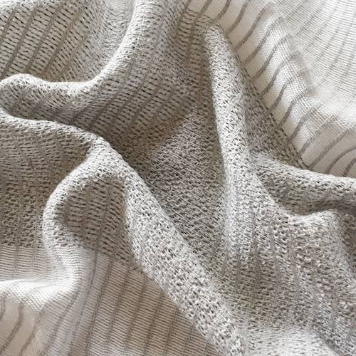 Taupe/Pearl White Stripe Loosely Woven Decorating Fabric, Fabric By the ...