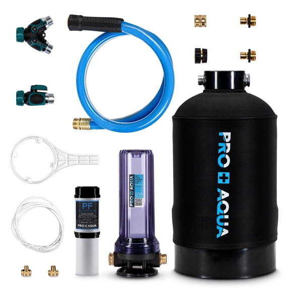 PRO+AQUA 16,000 Grain Portable RV Water Softener w/ Connectors, High ...