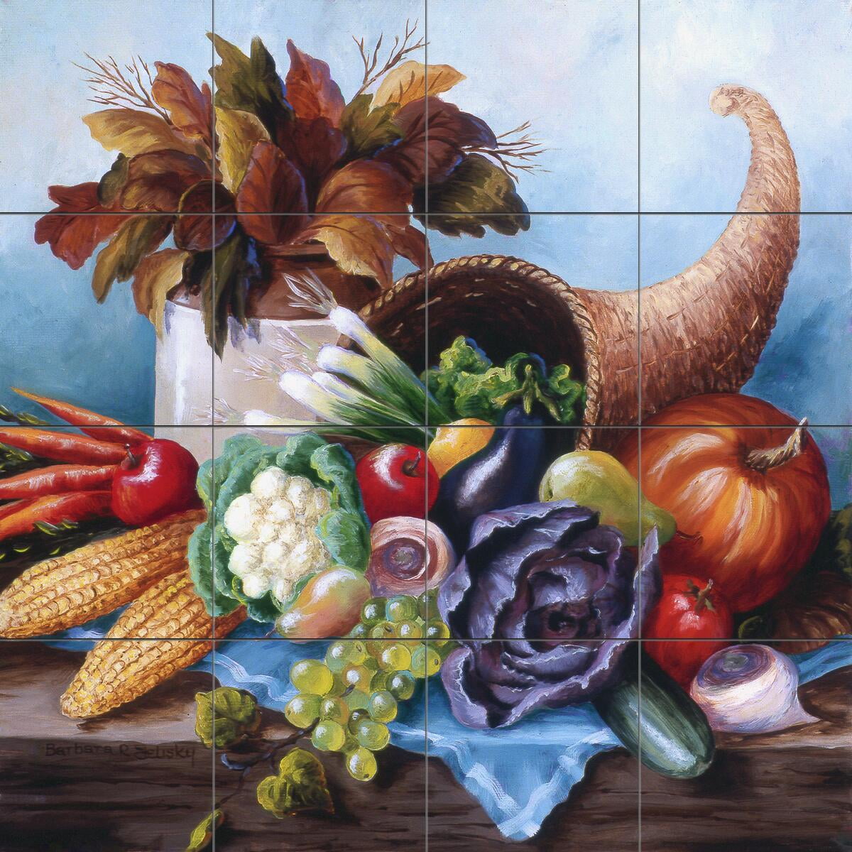 Tile Mural Kitchen Backsplash - Harvest Cornucopia - by Barbara Felisky ...