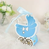 BalsaCircle 25 Blue Paper Stroller Favor Boxes Ribbon Baby Shower Candy ...