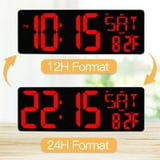 XREXS 16.5'' Digital Wall Clock with Remote, Large Display, Date, Temp ...