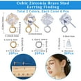 12Pcs Pave Clear Cubic Zirconia Cone Stud Earring Findings with ...