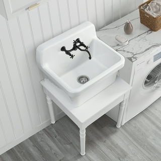Proflo Pflt4024 40" Double-Basin Free Standing Laundry Sink - White ...