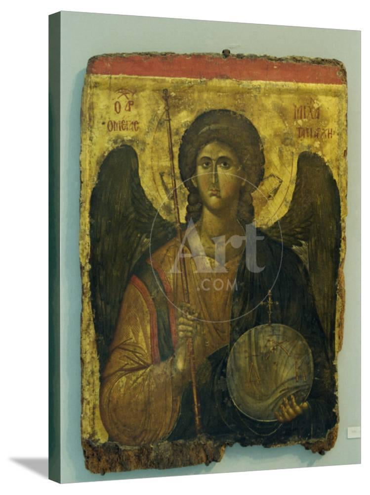 14th Century Icon of Archangel Michael in the byzantine Museum in Athens, Greece, Europe ...