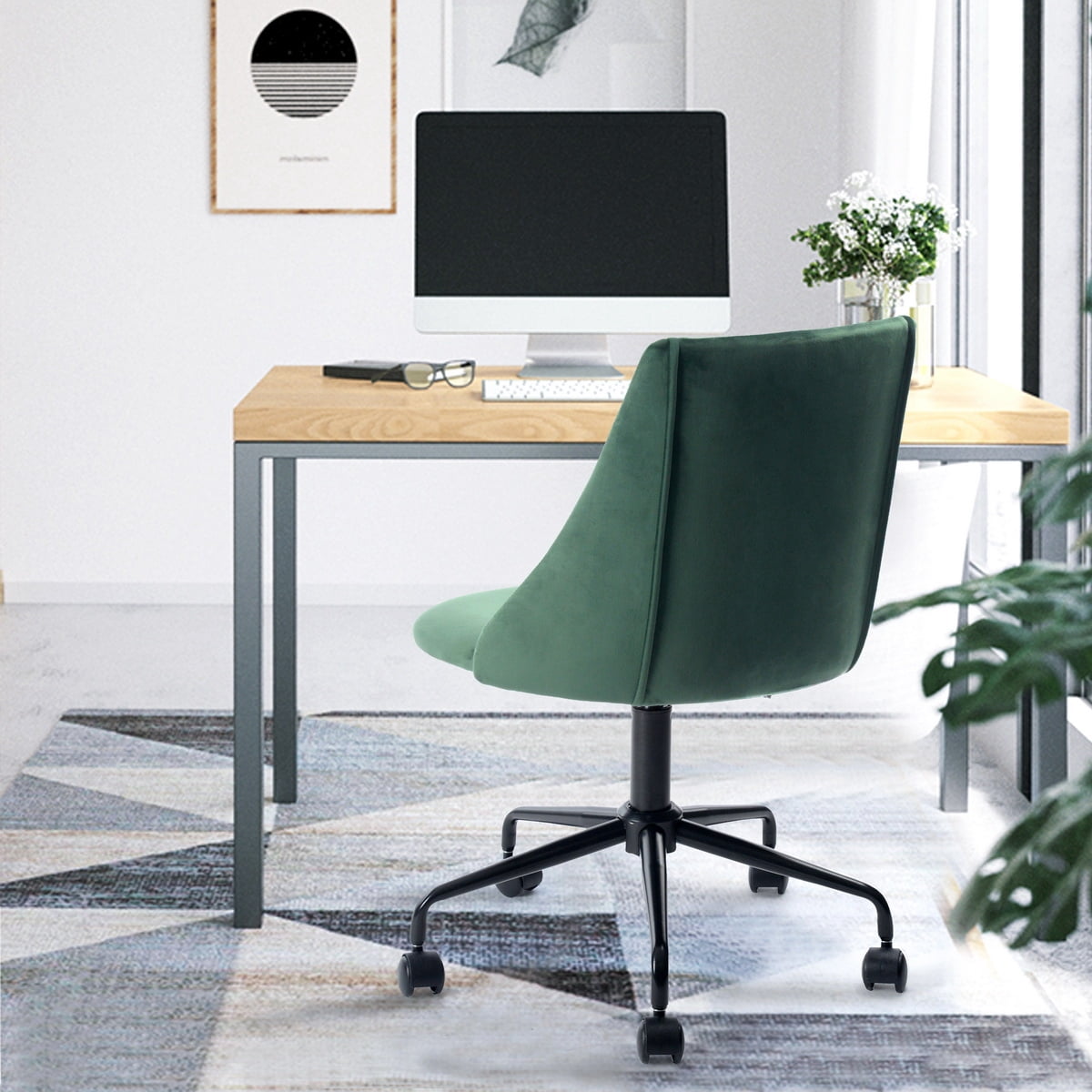 Home Office Chair,Mid Back Velvet Task Chair Executive Chair,Computer ...