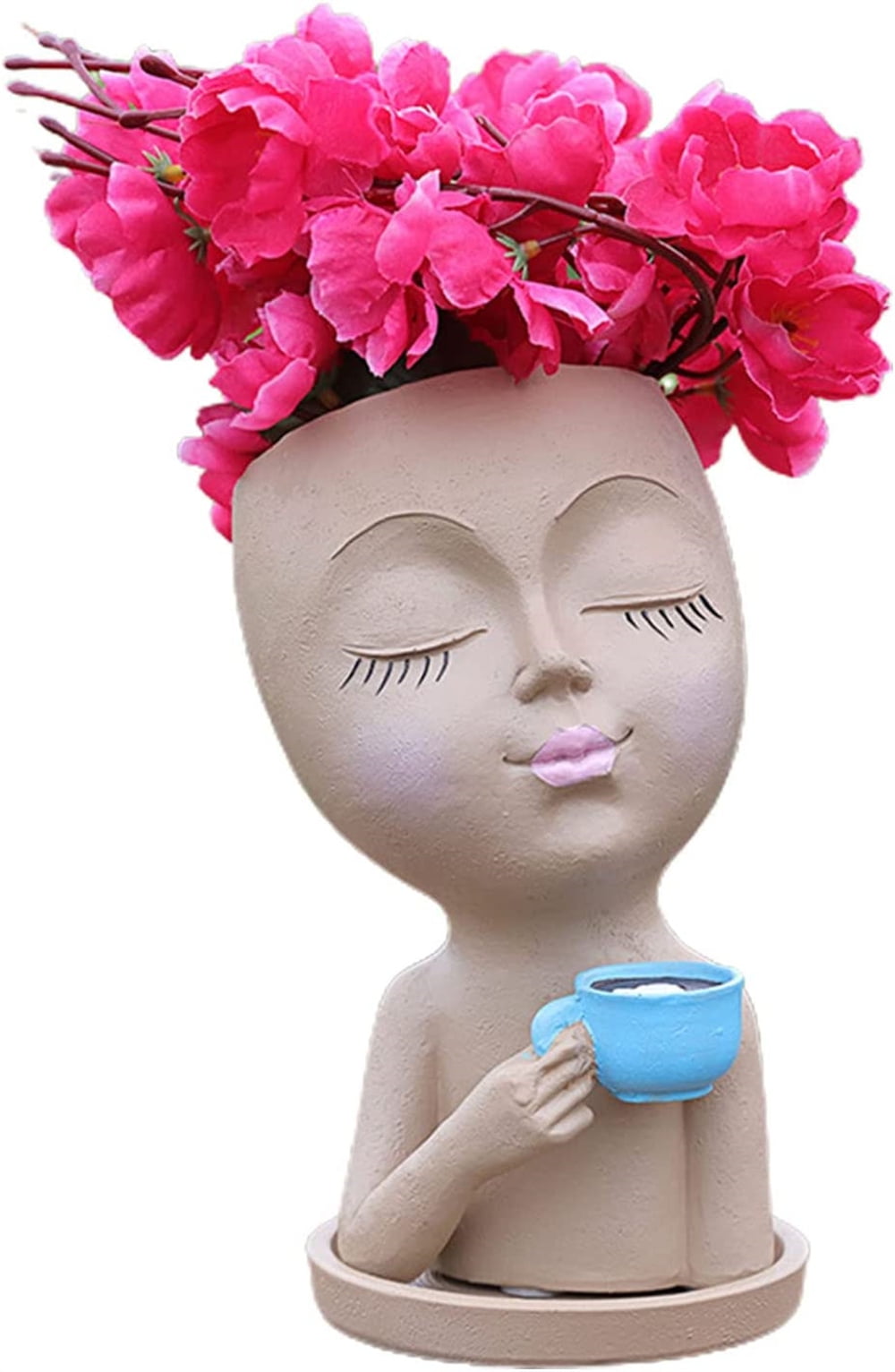 NOGIS Face Flower Pots Head Planter, Cute Resin Planters for Indoor ...