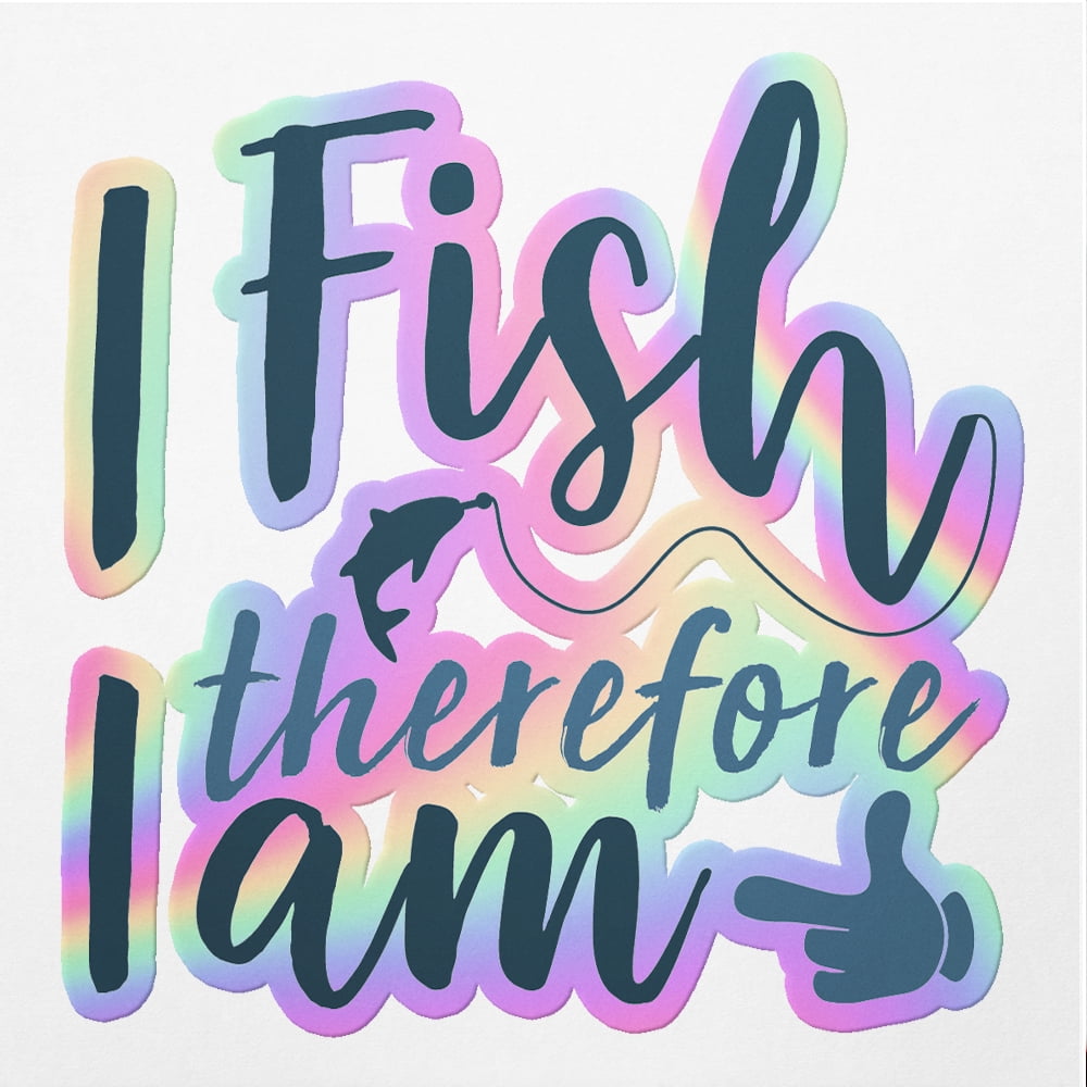 (2 Packs) Transparent Vinyl Stickers Decals Of I Fish Therefore I Am ...