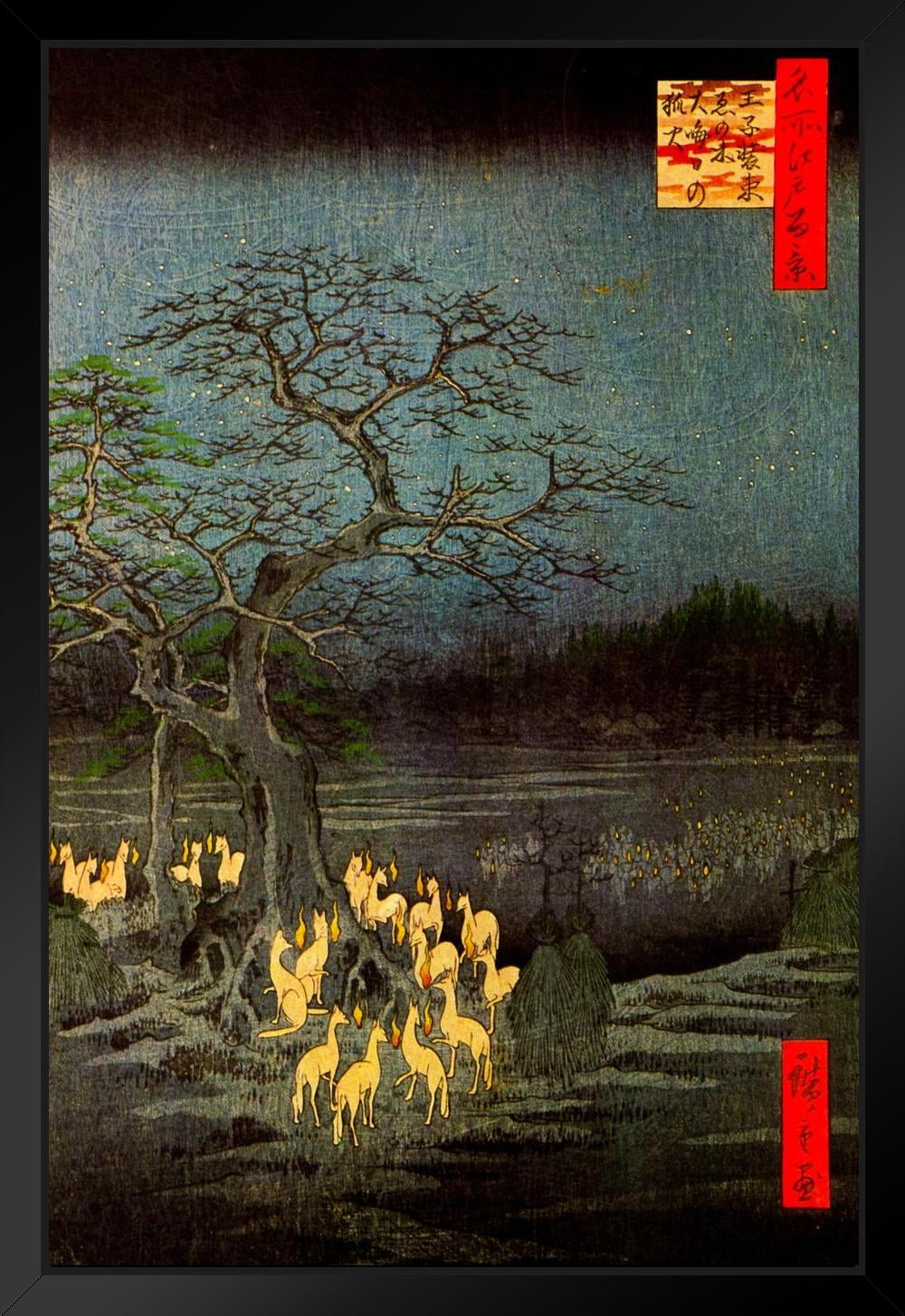 Utagawa Hiroshige New Years Eve Foxfires Poster Foxfire at the Changing ...