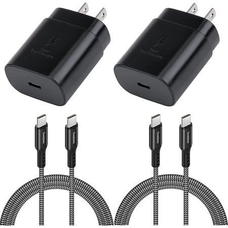 25W USB-C Super Fast Charger Kit, 2-Pack PD Type C Wall Charger and USB ...