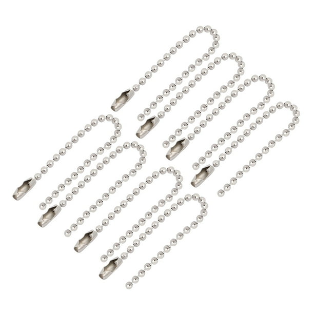 Unique Bargains 8pcs Metal Clasp Ball Chain Keychain Silver Tone 2.4mm ...