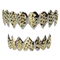 Shark Teeth Grillz Set Diamond Cut 8 Top & Eight Bottom Mouth Grills 2 ...