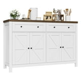 Homfa Farmhouse Kitchen Buffet Storage Cabinet, 4-Doors 2 Large Drawer ...