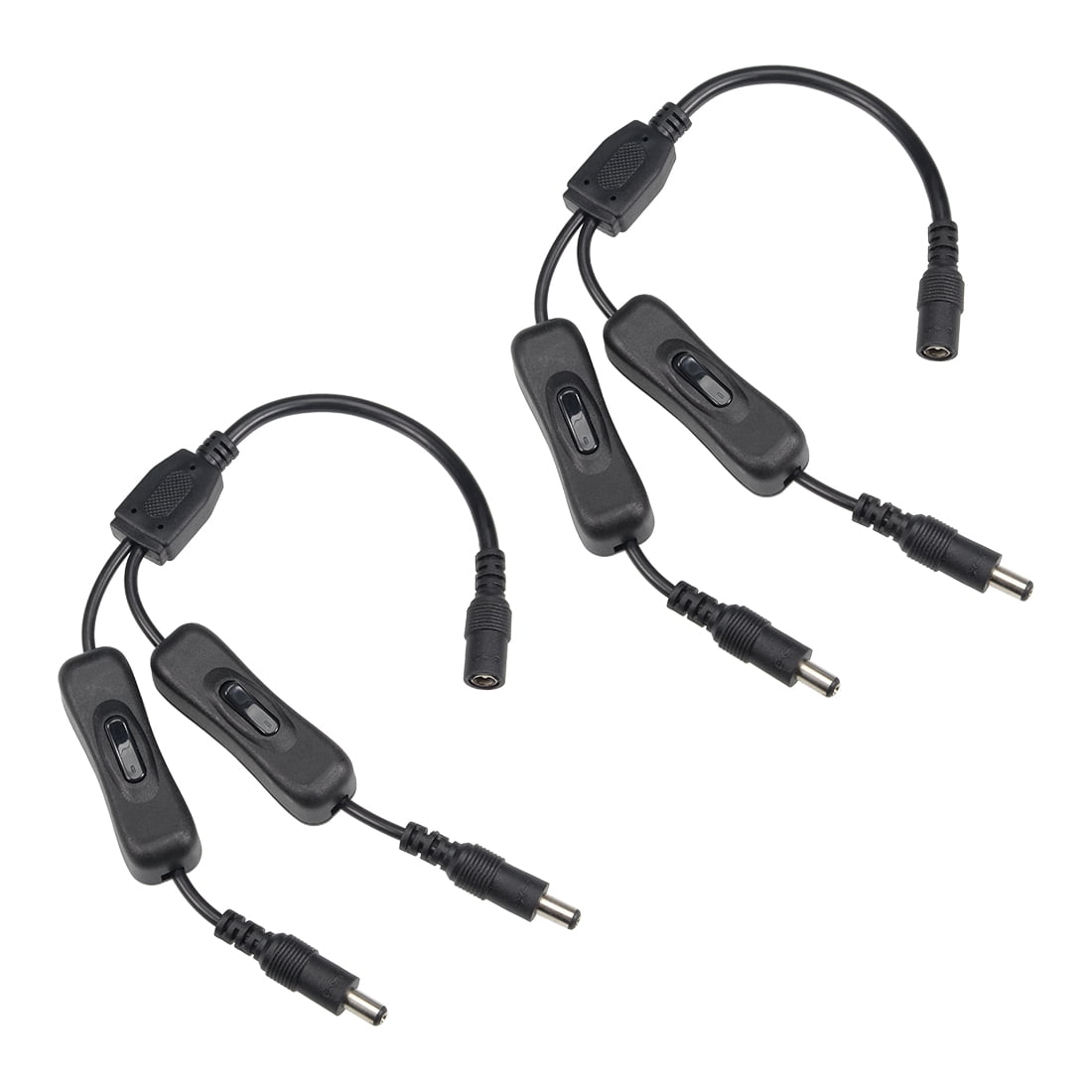 DC 12V Inline Rocker Switch w 5.5x2.1mm 1 to 2 Ports DC M to F Power ...