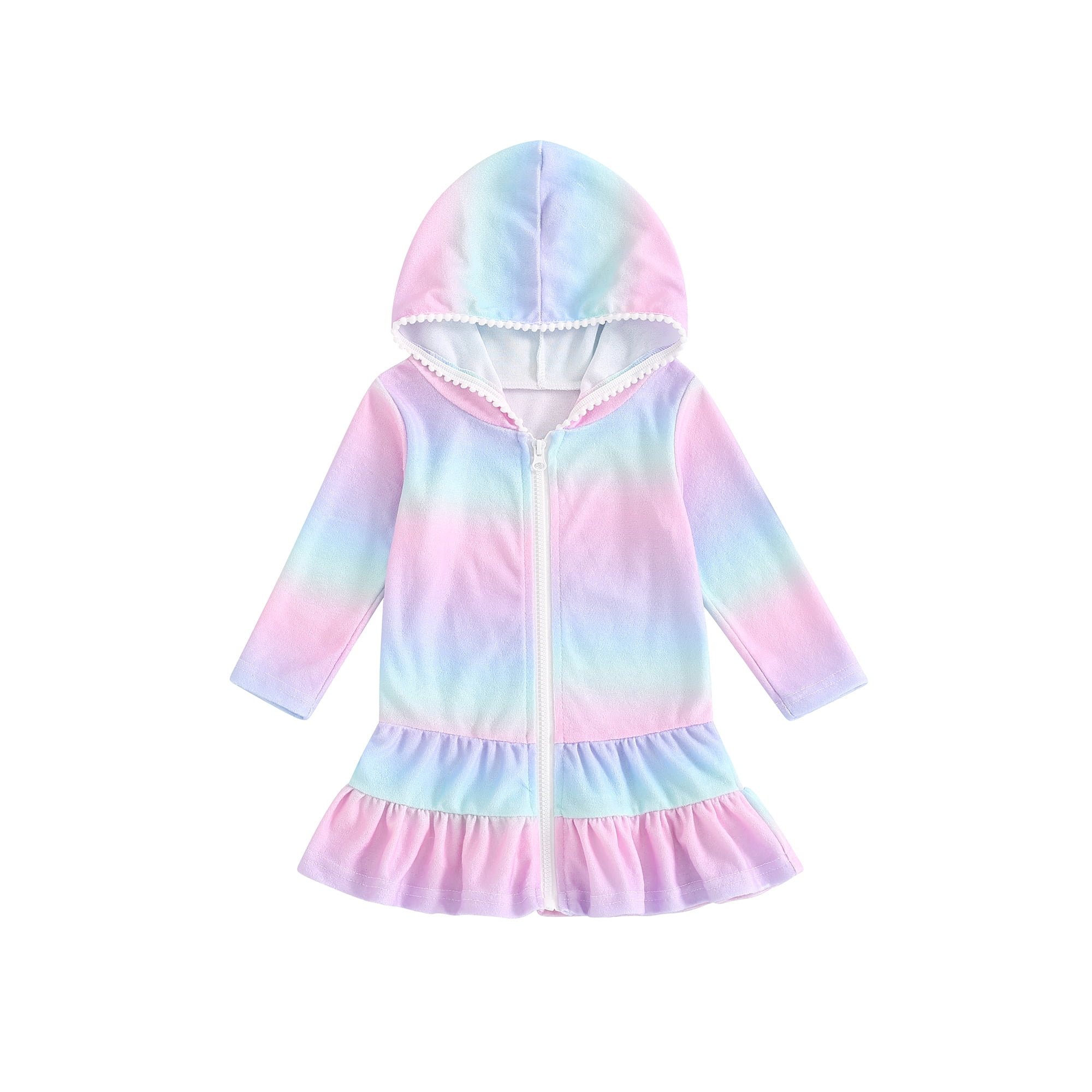 Click here for Sunsiom Kids Girls Swimsuit Cover Up Rainbow Print... prices