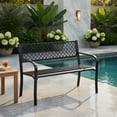 Hommoo 50" Modern Metal Garden Bench with Geometric Lattice Backrest ...