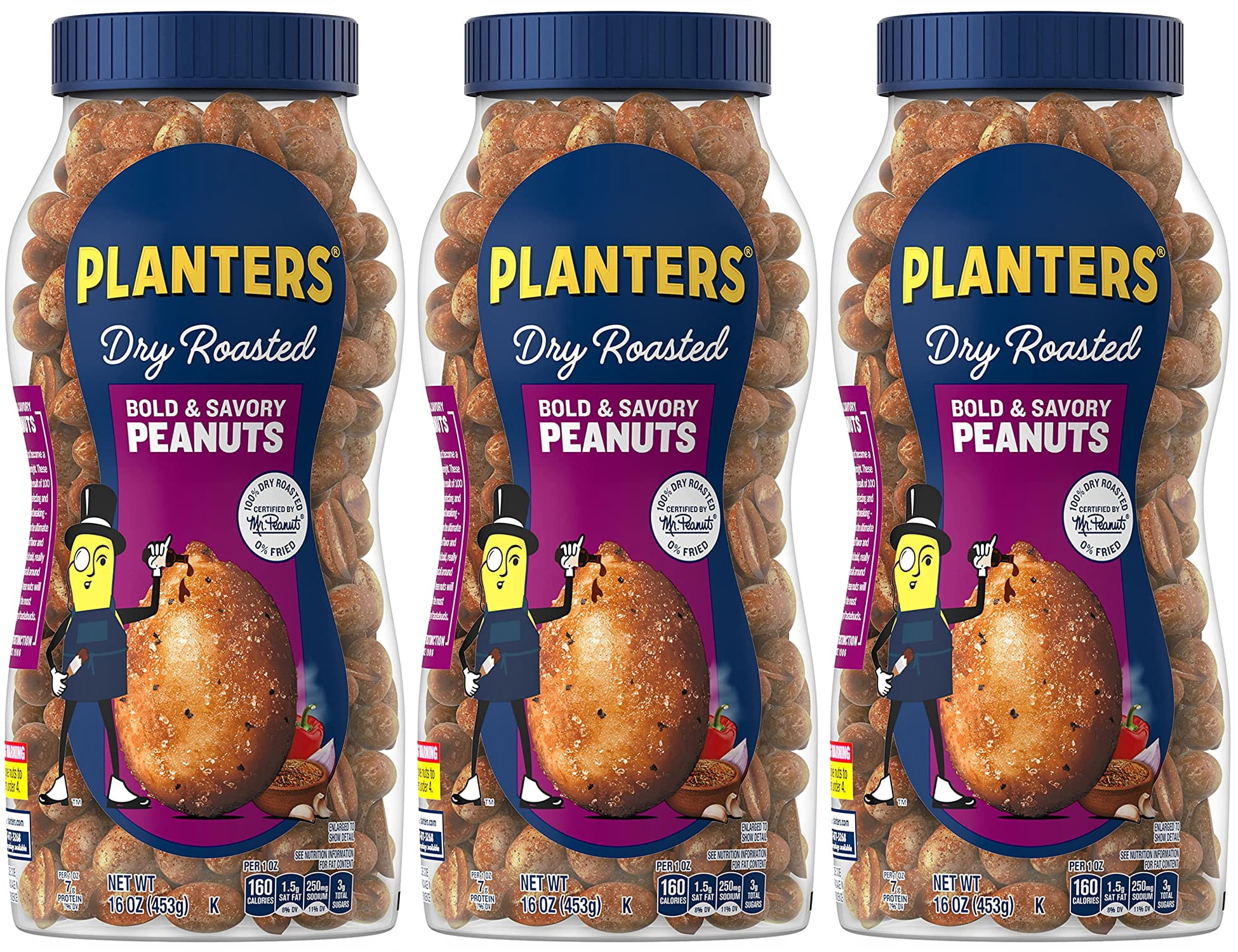 PLANTERS Dry Roasted Bold & Savory Peanuts, Party Snacks, Plant-Based ...