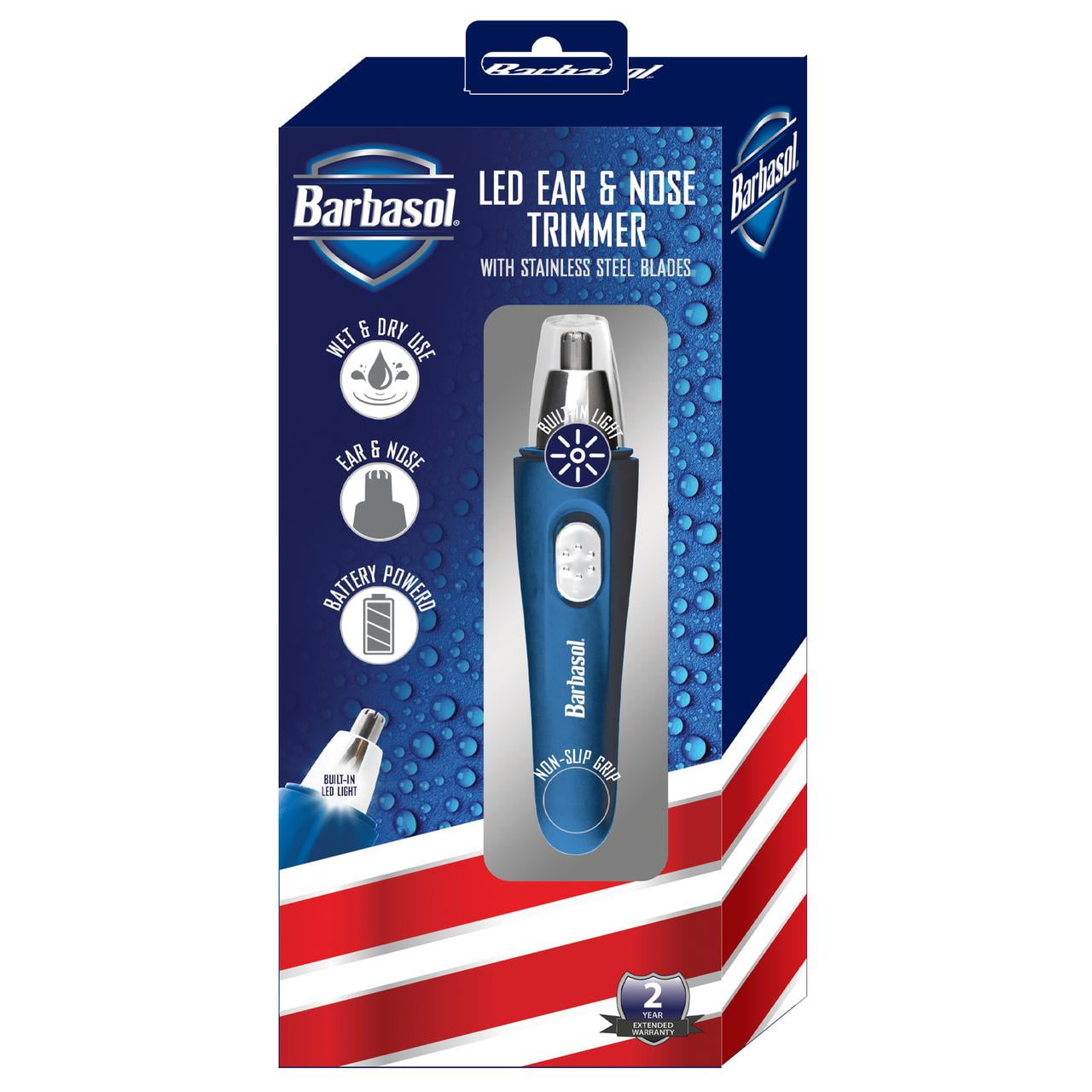 Barbasol LED Lighted, Wet & Dry Nose and Ear Trimer with Non Slip Grip ...