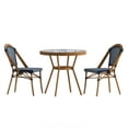 Merrick Lane French Bistro Style Table with Glass Top, Navy & White PE ...