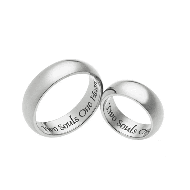 7mm Stainless Steel Men Women Wedding Rings - Two Souls One Heart ...