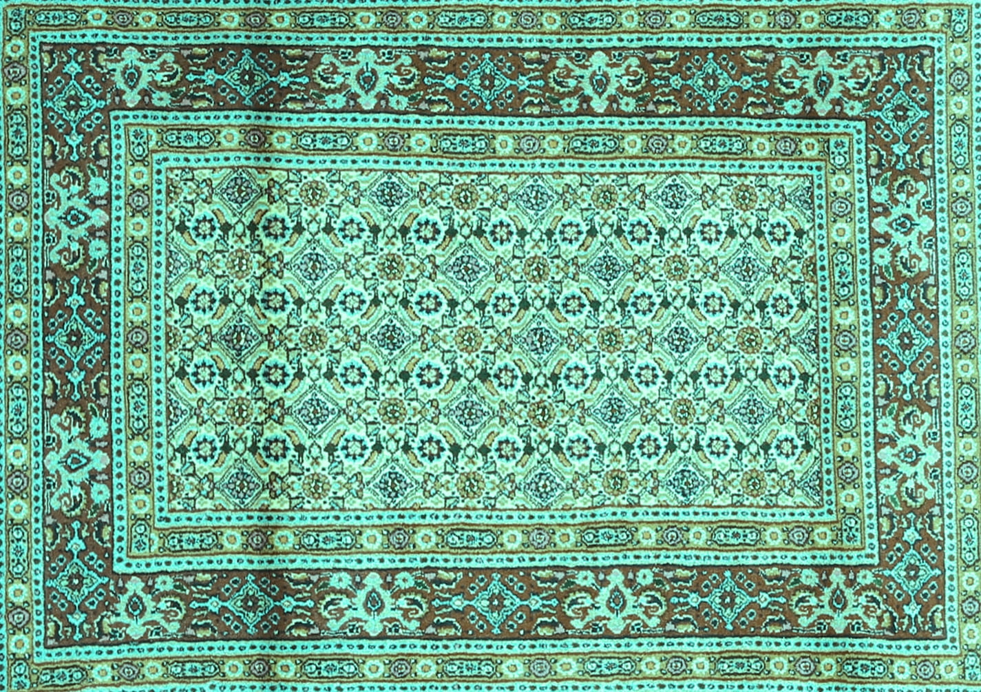 Ahgly Company Indoor Rectangle Persian Turquoise Blue Traditional Area ...