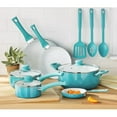 Mainstays 12 Piece Rust Resistant Aluminium Cookware Set, Teal ...