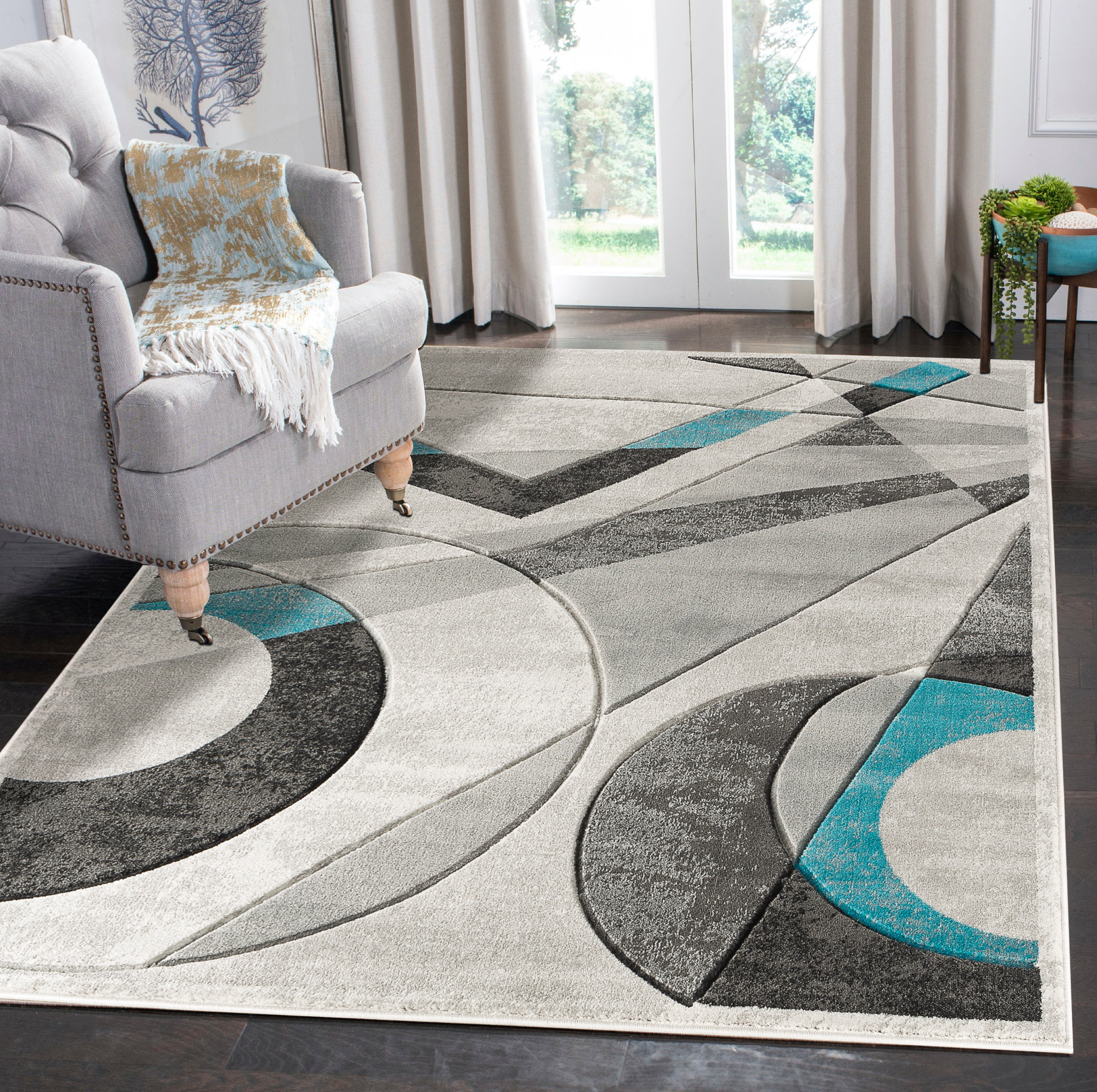 Modern Geometric Shapes Hand-Carved Soft Living Room Area Rug - Walmart.com