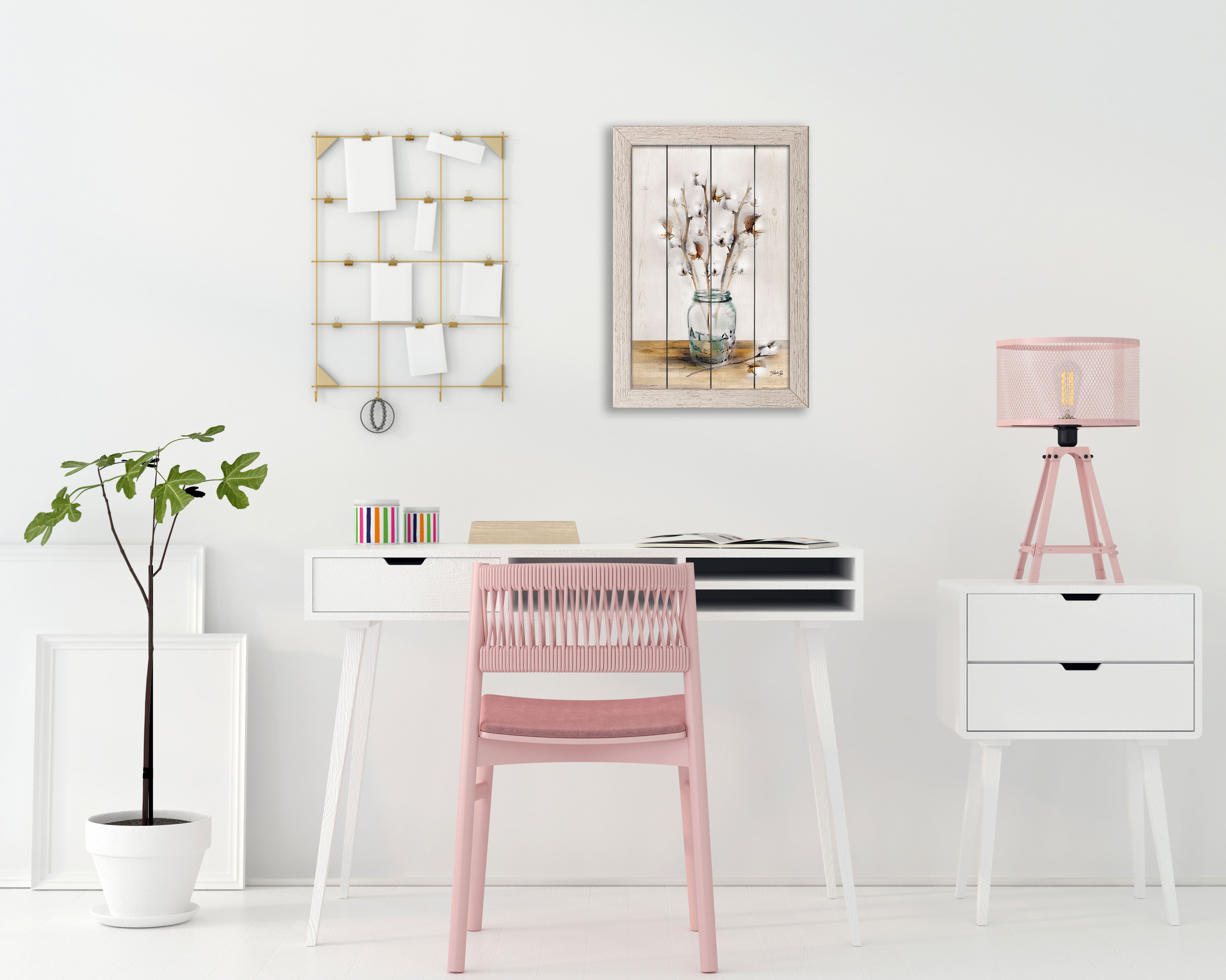 Gango Home Decor Country-Rustic Cotton Stems; One 12x18in Art Print in ...