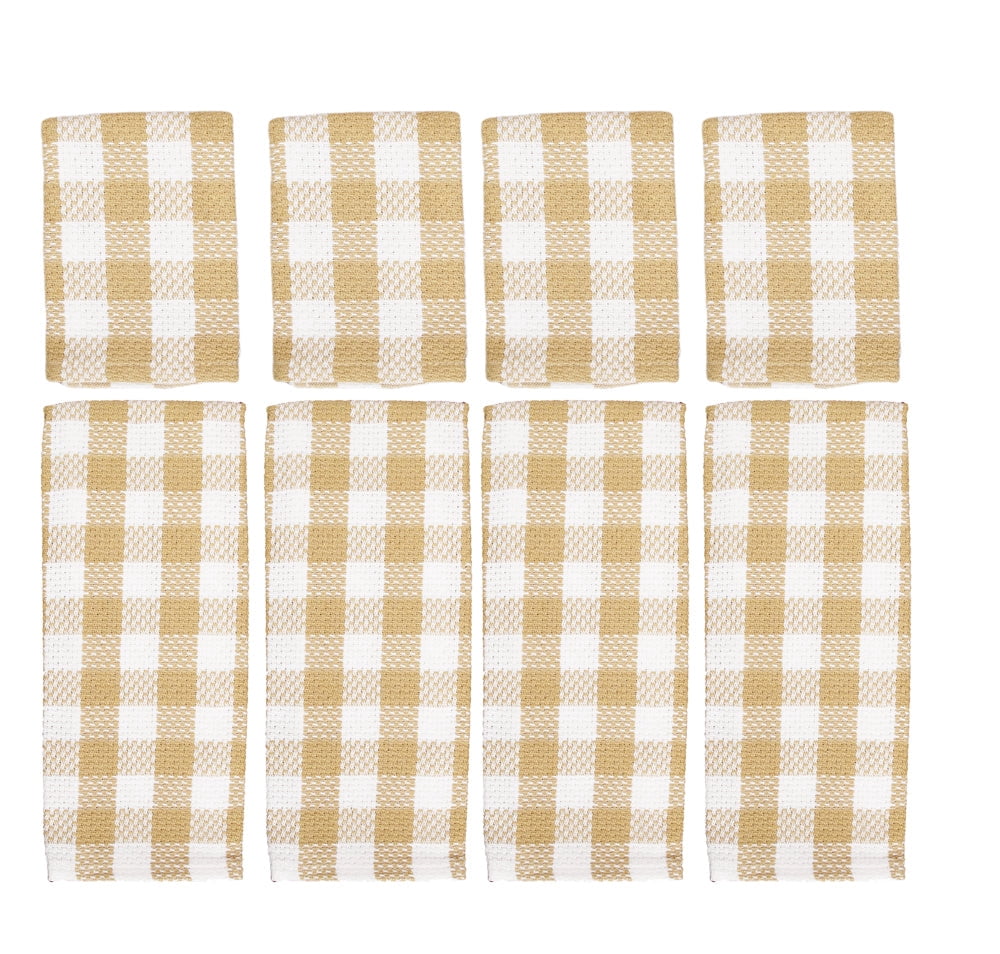 Tan Buffalo Check Kitchen Towels and Dishcloths Set Check Beige Dish ...