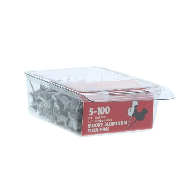 Moore Push-Pins Boxed, Aluminum, 5/8", 100/Pkg. - Walmart.com