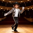 Xyant Dance Kids Outfit for Boys 80s 90s Stage Party Dress Up (Silver,6 ...