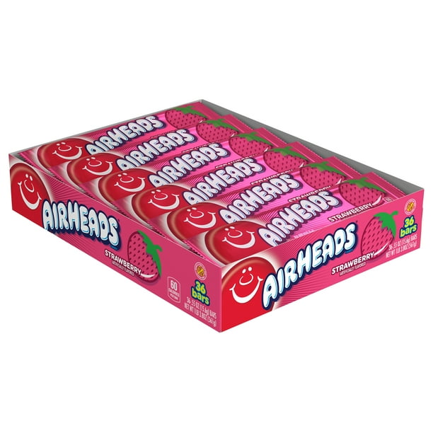 Airheads Candy Individually Wrapped Bars, Strawberry, 36 Count ...