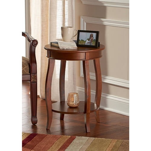 Powell Round Side Table with Shelf, Brown - Walmart.com - Walmart.com